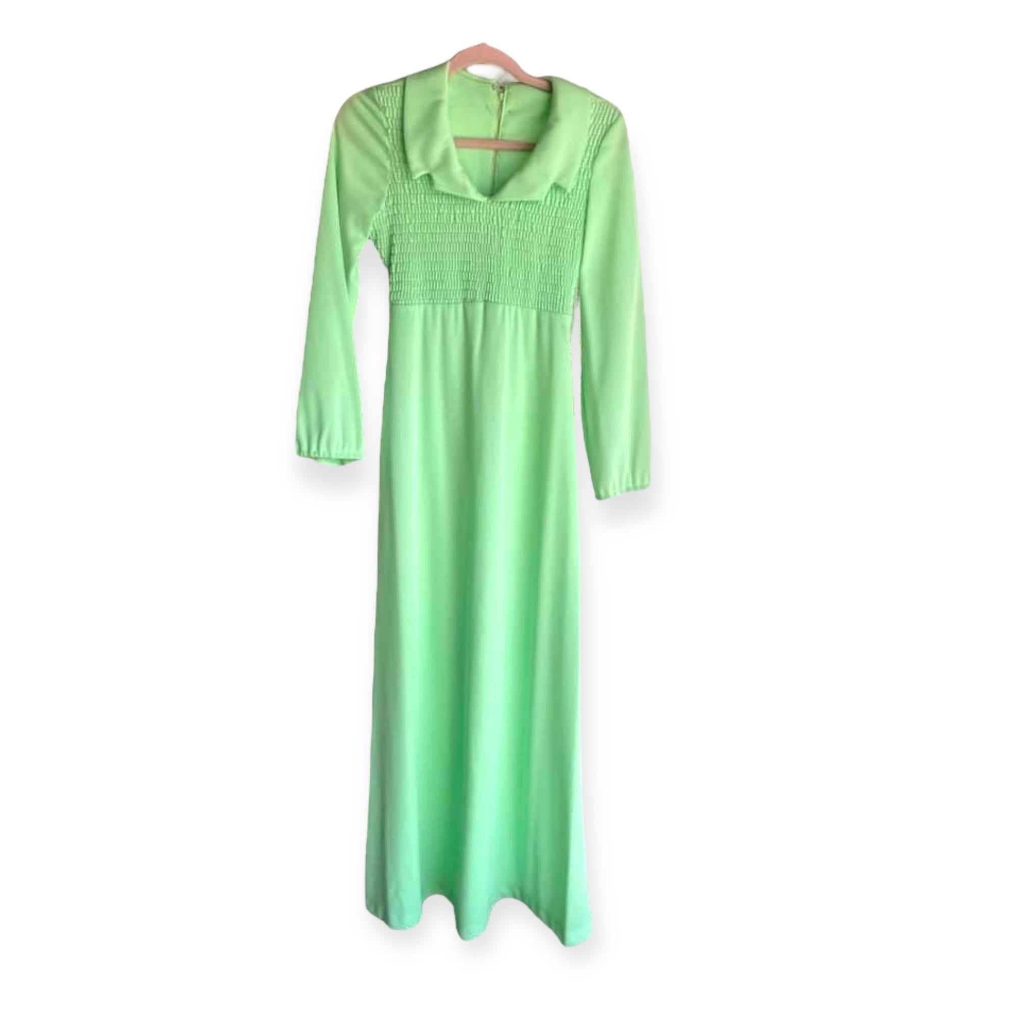 Deadstock Vintage 70s Neon Green Maxi Dress DIRTBAG Vintage And deadstock-vintage-70s-neon-green-maxi-dress-dirtbag-vintage-and